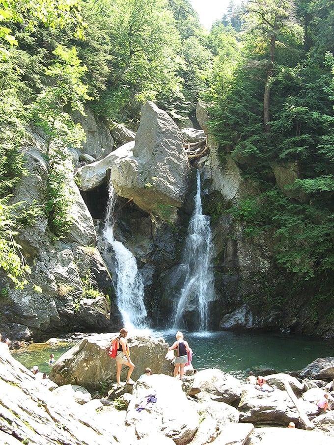 Bash Bish Falls—where the water's so clear and inviting, you'll temporarily forget that hypothermia is a thing.