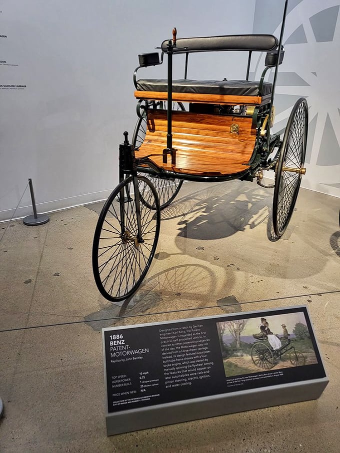 The 1886 Benz Patent Motorwagen—automotive history's patient zero. Hard to believe this wooden wonder would eventually lead to rush hour traffic.