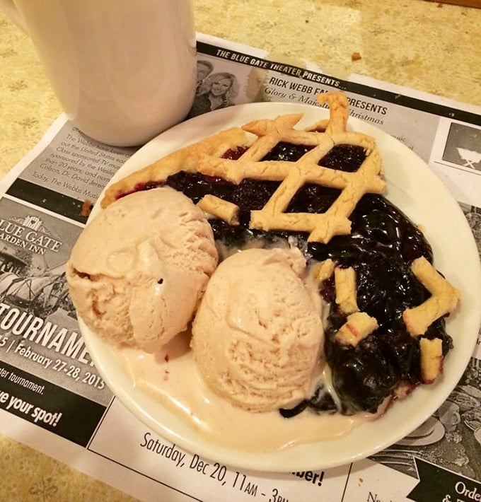 Blueberry pie with lattice crust and ice cream – a dessert so perfect it deserves its own Instagram account and fan club.