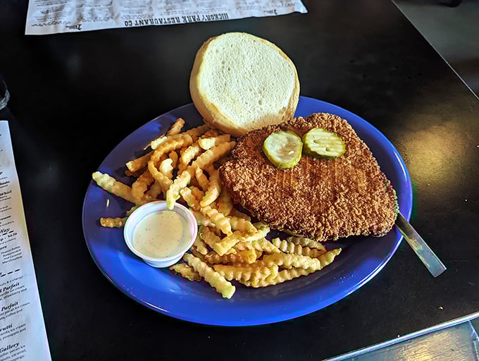 Iowa's unofficial state dish – a breaded pork tenderloin that's having an identity crisis about whether it's a meal or a frisbee.