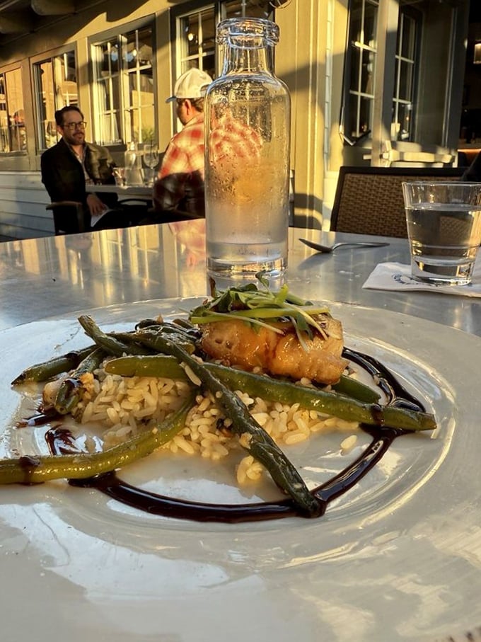 Butterfish with asparagus and rice—proof that simplicity often yields the most elegant results. California cuisine at its thoughtful best.