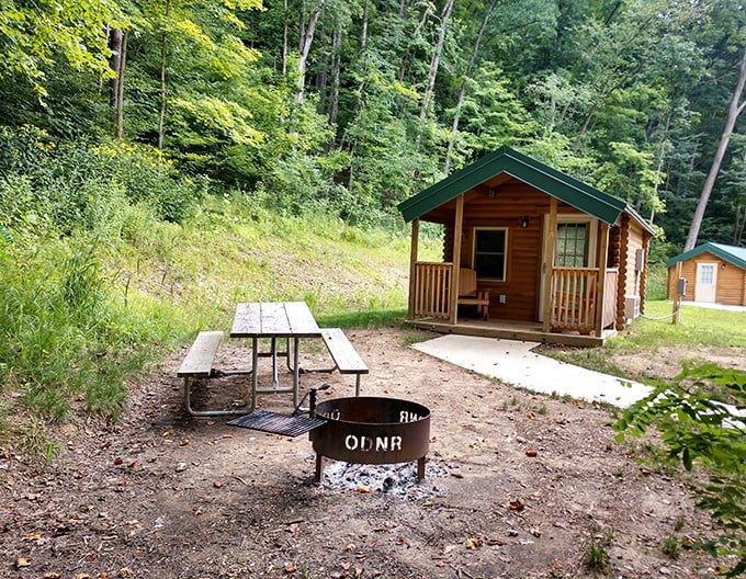 These rustic cabins offer the perfect middle ground between roughing it and room service—camping with actual walls and a real roof.
