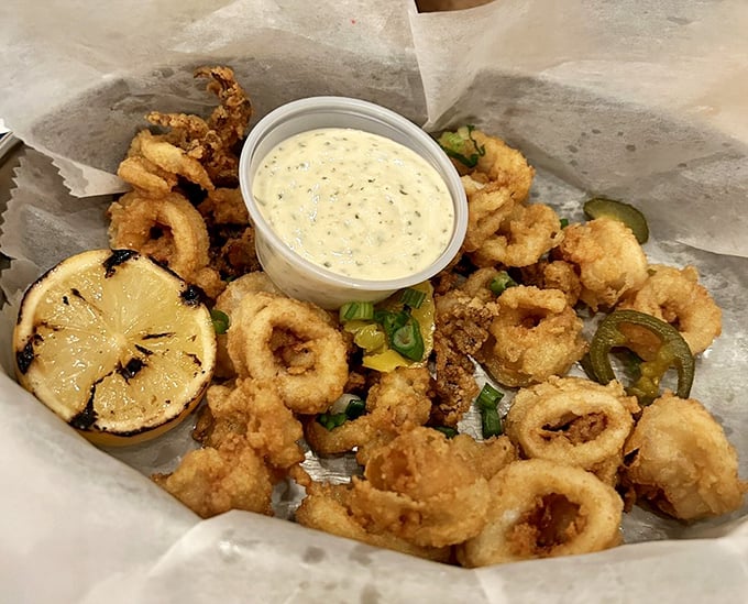 Crispy calamari that puts rubber band appetizers to shame – tender, perfectly seasoned, and worth every moment of anticipation.