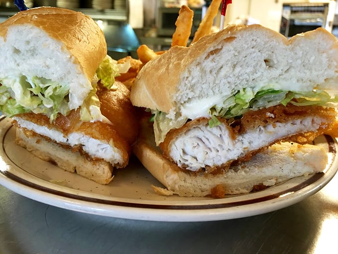 The Canadian Walleye sandwich – proof that sometimes the best things in life come beer-battered and served between bread with a side of fries.