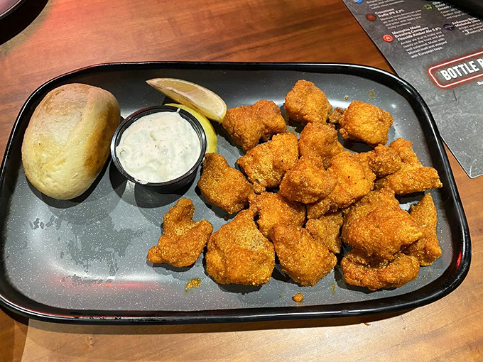 Golden-fried catfish nuggets: crunchy on the outside, pillowy within—the kind of Southern comfort that doesn't require a therapy session.