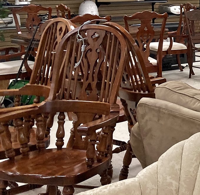 These aren't just chairs—they're thrones waiting for the right home. Solid wood craftsmanship that's outlasted several smartphone generations.