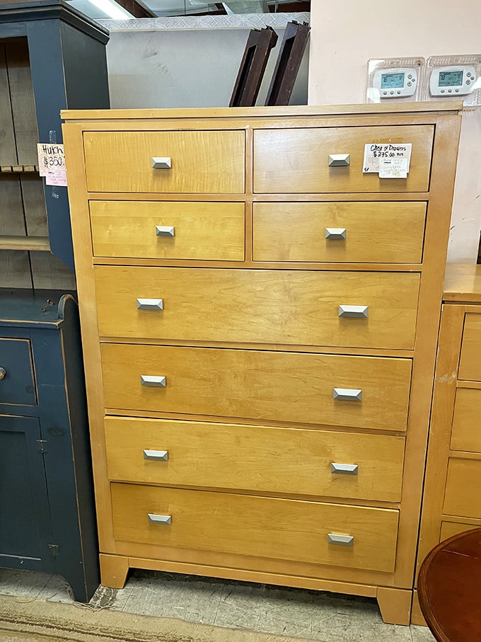 This honey-toned dresser isn't just storage—it's a statement piece waiting to transform a bedroom from "just fine" to "interior design magazine worthy."