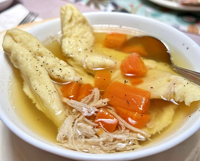 Chicken dumpling soup that could cure anything from a cold to a broken heart – comfort in a bowl that grandma would approve.