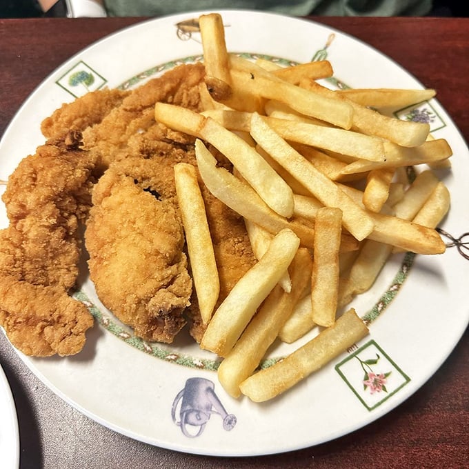 Chicken tenders and fries – proof that sometimes the simplest pleasures are the most satisfying. The kind of meal that makes adults feel like kids again.