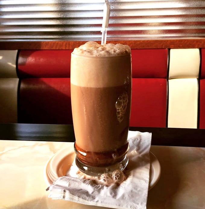 This chocolate milkshake isn't trying to be Instagram-famous with outlandish toppings—it's the genuine article that tastes like childhood memories.