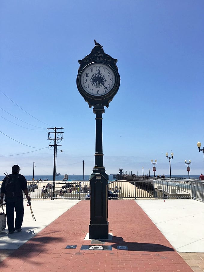 The town's vintage clock doesn't just tell time—it reminds visitors that in Seal Beach, it's always the perfect hour to slow down.