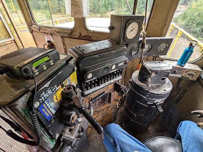 The business end of the operation – where childhood dreams of driving trains become very real responsibilities.