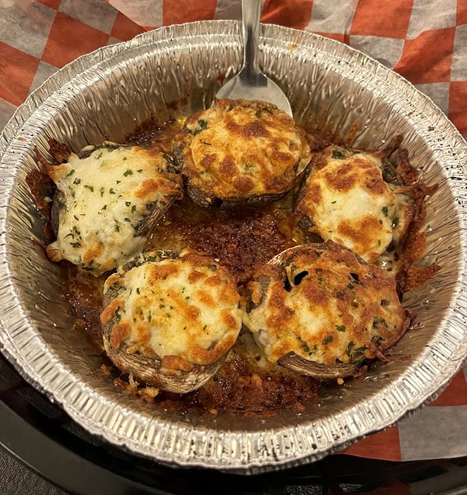 These aren't just stuffed mushrooms—they're little umami bombs where land meets sea in perfect harmony. The cheese creates a golden crown worthy of royalty.