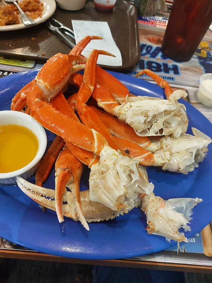 Snow crab legs that make you work for your reward—a delicious treasure hunt that leaves your fingers buttery and your soul satisfied.
