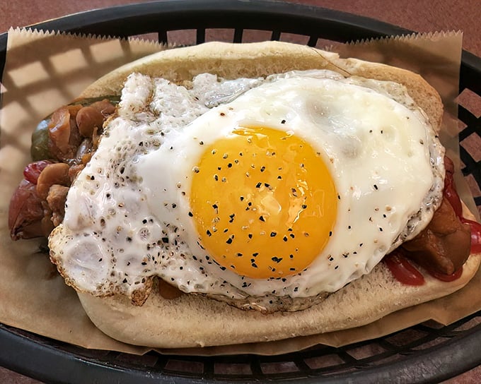 The egg-topped hot dog—breakfast and lunch having a delicious identity crisis. When worlds collide, magic happens.