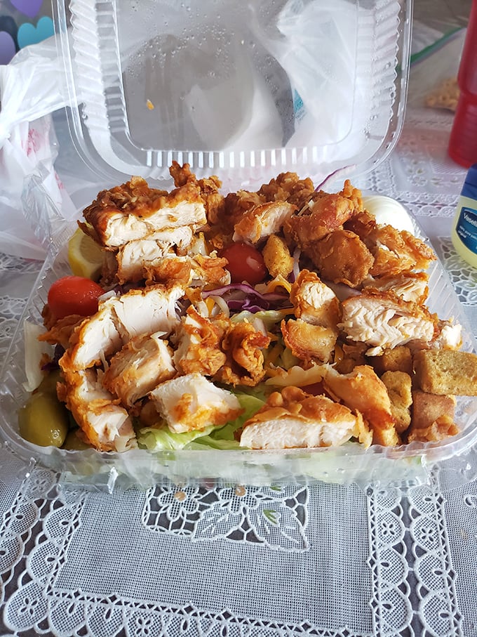 Even salad gets the Legends treatment—crispy chicken chunks transform ordinary greens into something worth crossing county lines for.