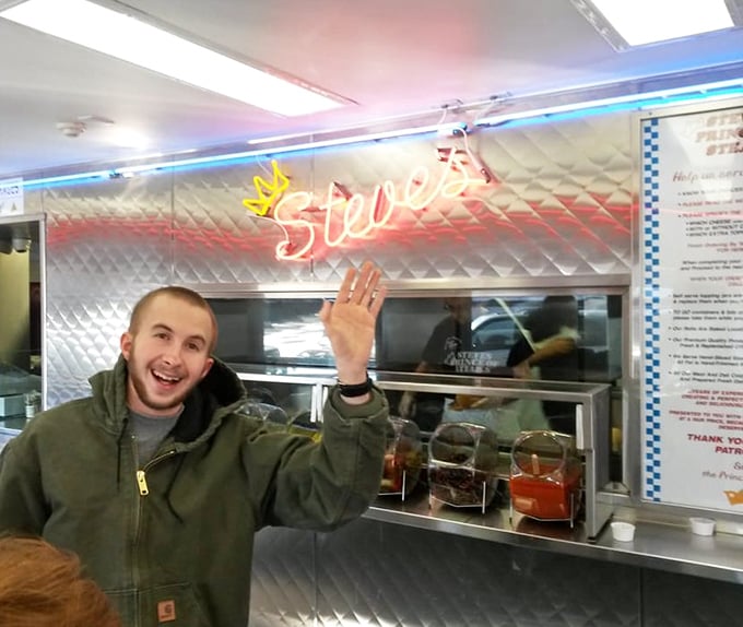 The ordering counter—where dreams come true and diets go to die with a smile on their face.