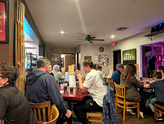 The dining room buzzes with the satisfied murmurs of locals and visitors alike. Good food brings everyone to the same table.