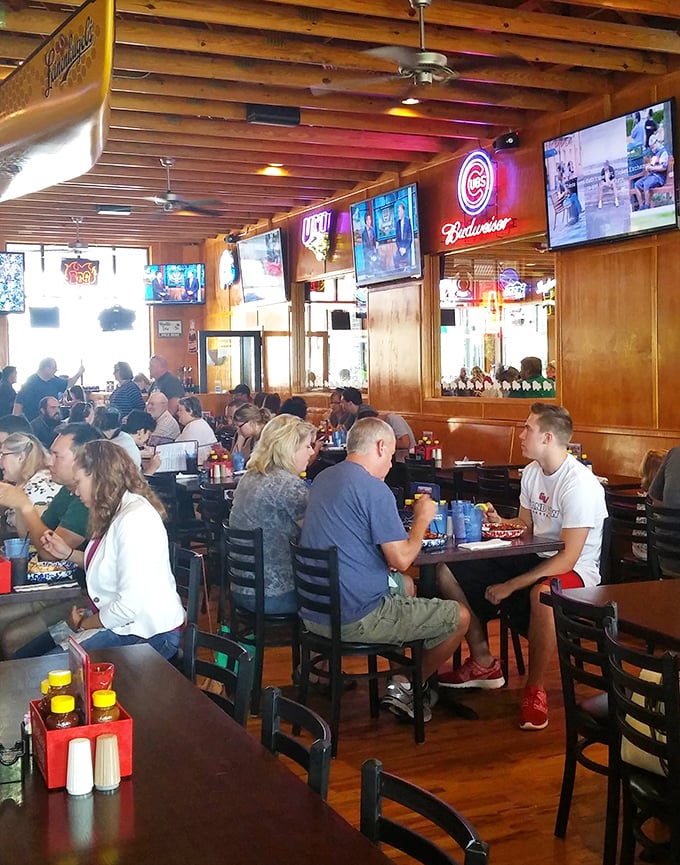 Where barbecue brings people together – families and friends gathering around tables for that uniquely American communion of smoked meat and conversation.