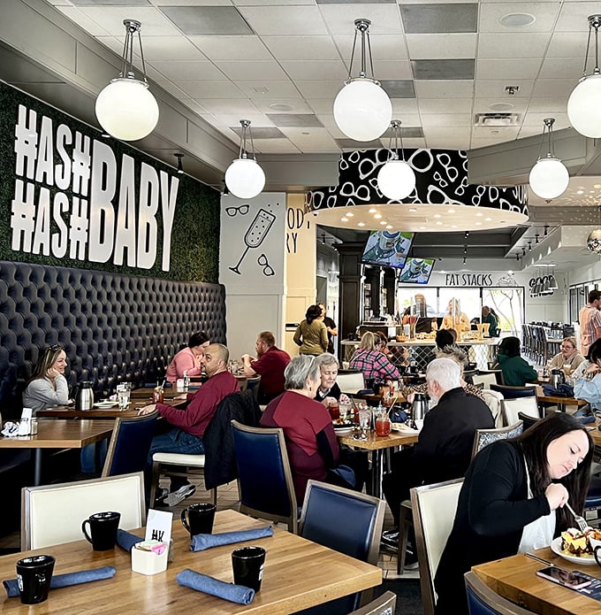 The dining room buzzes with the energy of people making memories over morning meals. Those blue booths have witnessed countless weekend recovery stories.