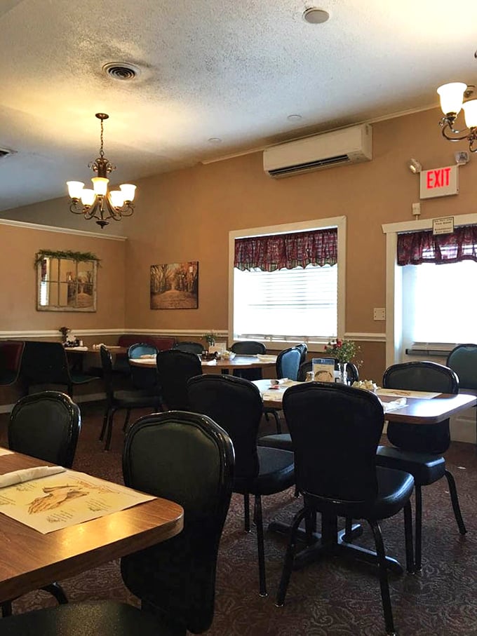 The dining room whispers "come as you are" while promising the comfort of a meal that tastes like someone's grandmother made it just for you.