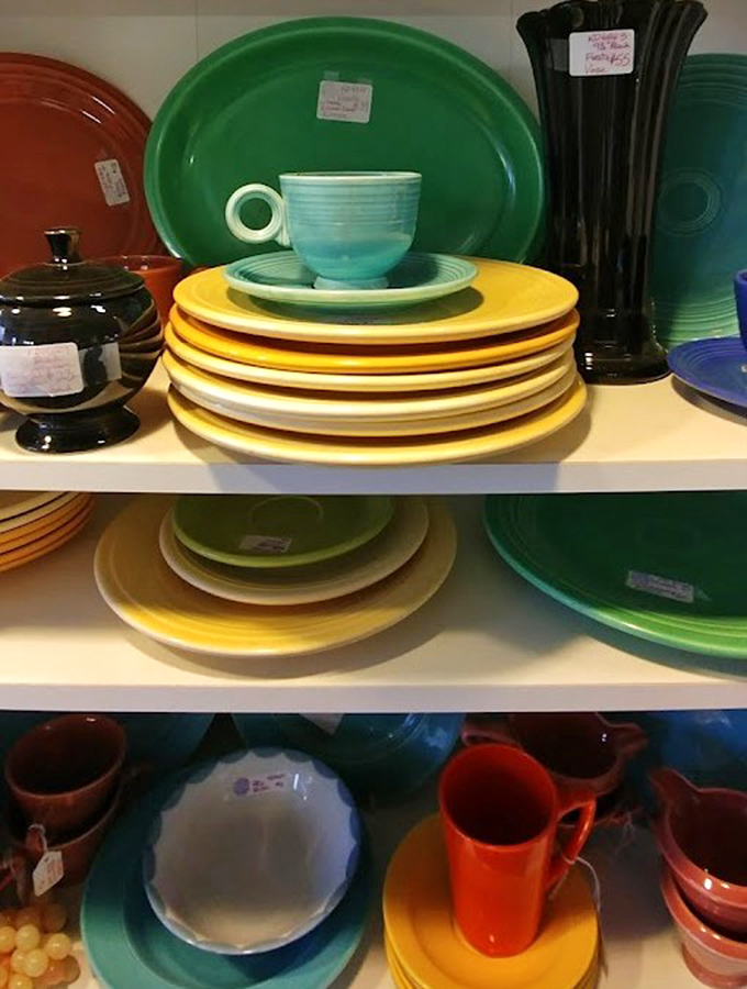 Fiestaware in colors that defined mid-century kitchens. These aren't just dishes—they're the backdrop to family dinners from a more colorful era.