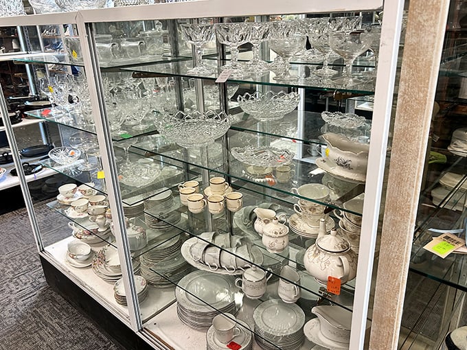 Grandma's china cabinet comes to life in this display case – complete with serving pieces you didn't know you needed.