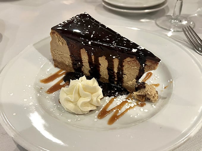 This espresso cheesecake with its glossy chocolate top layer isn't just dessert – it's the grand finale your taste buds have been waiting for.