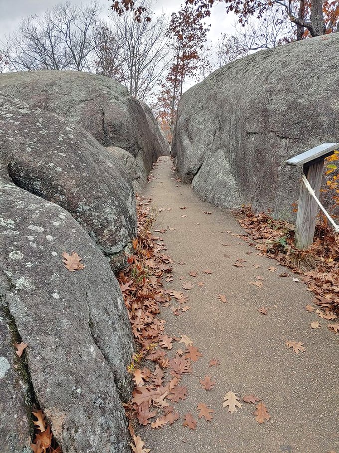 "Fat Man's Squeeze" – where the rocks part just enough to let you through, like nature's version of platform 9¾.