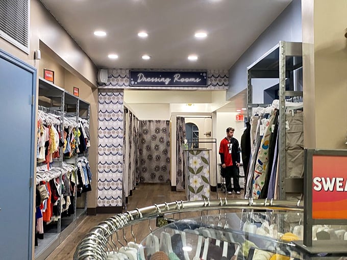 The dressing room area—where fashion dreams either soar to new heights or crash back to reality in the most affordable way possible.