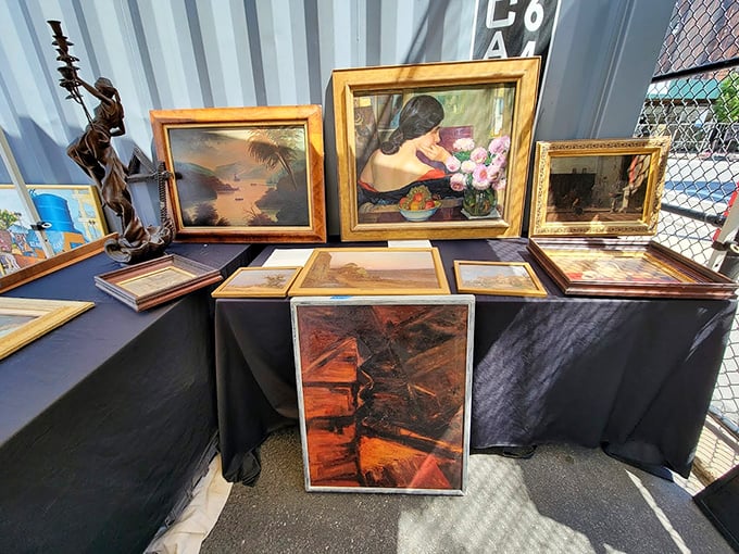 Art finds its way home at the Grand Bazaar—these framed pieces waiting to fill that empty wall space you've been ignoring for months.