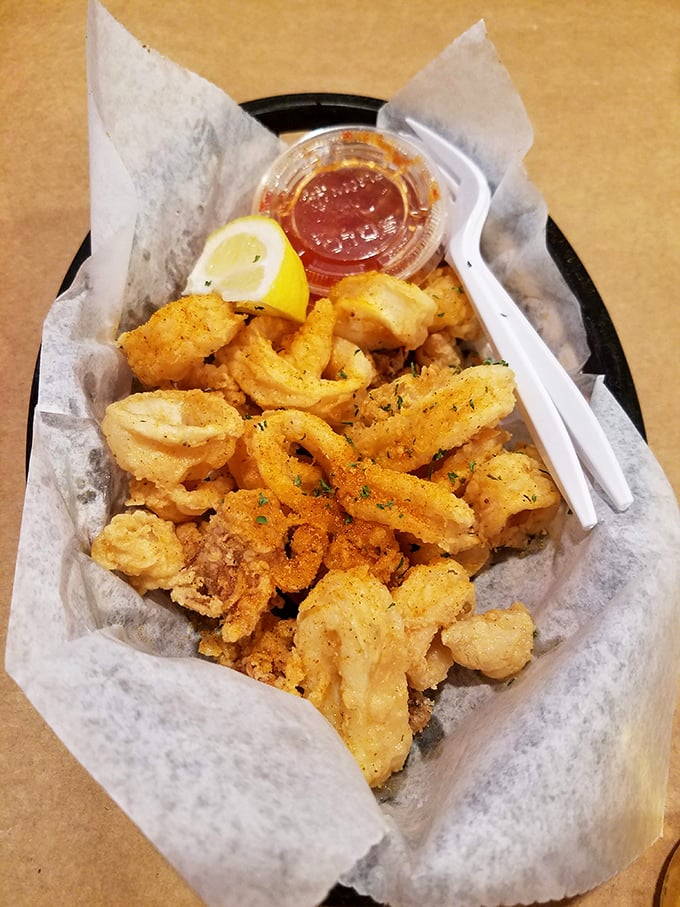 Fried calamari that's tender, not rubbery—the holy grail of squid dishes—served with a wedge of lemon that's practically begging to be squeezed.