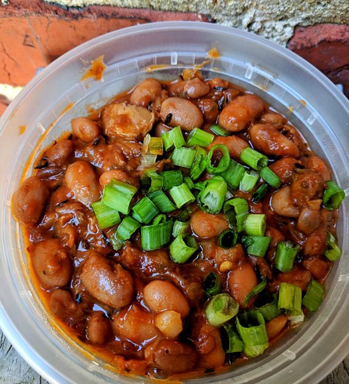 Frijoles de charro—where beans transcend their humble origins. Those green onions aren't just garnish; they're the perfect finishing touch to this smoky pool of flavor.