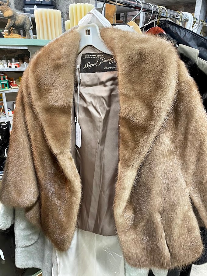 This vintage fur stole isn't just a garment—it's a time machine to an era when "dressing up" meant something entirely different.