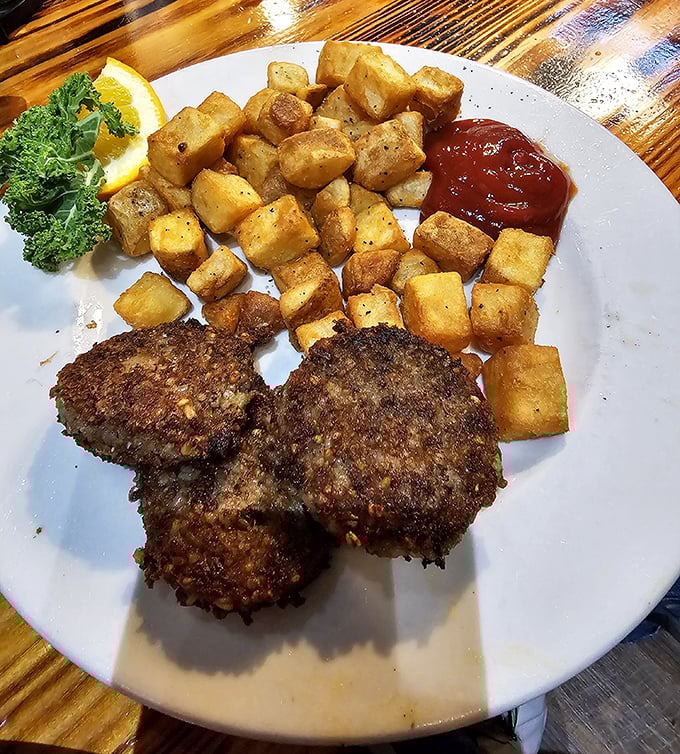 These golden-brown potatoes and savory meat patties are the breakfast equivalent of a standing ovation—crispy, hearty, and deserving of every bit of that ketchup.
