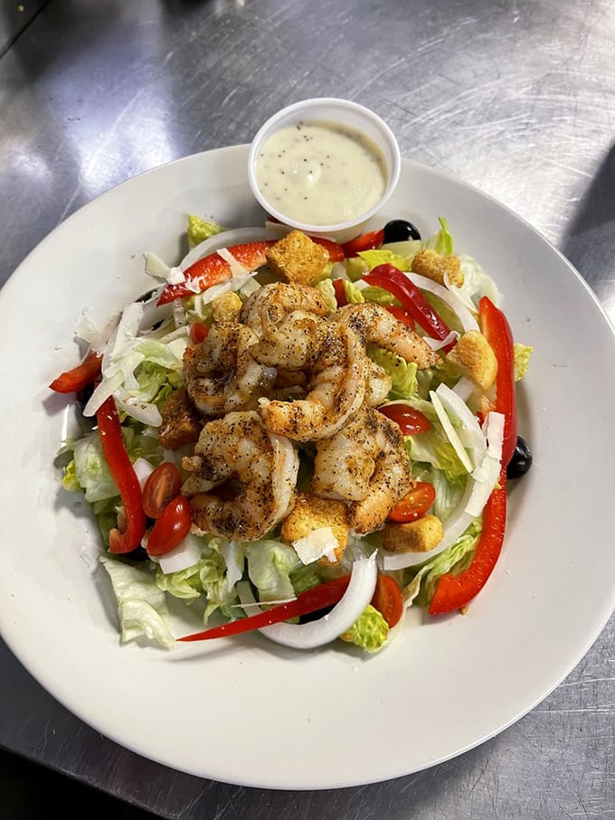 A vibrant shrimp salad that proves healthy eating doesn't have to feel like punishment – fresh, colorful, and actually satisfying.