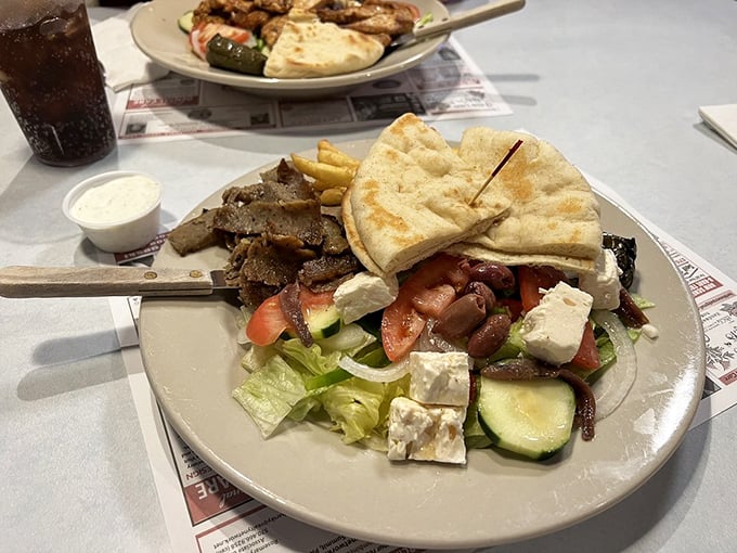 The Greek gyro platter doesn't just cross international borders – it demolishes them with tzatziki diplomacy and feta-forward foreign policy.