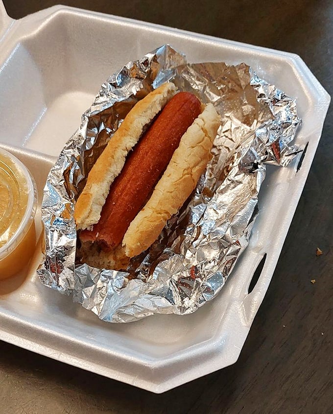Even the humble hot dog gets the royal treatment here. Wrapped in foil like the precious gift it is, ready to transport you back to simpler times.