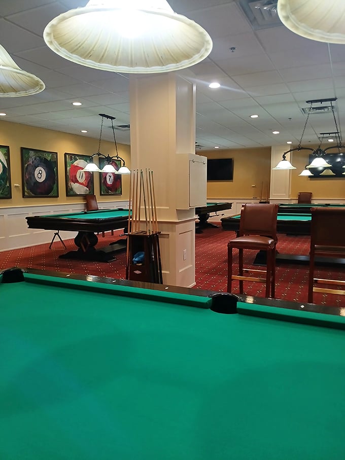 The billiards room—where friendly rivalries are born, stories are swapped, and no one rushes you through your shot.
