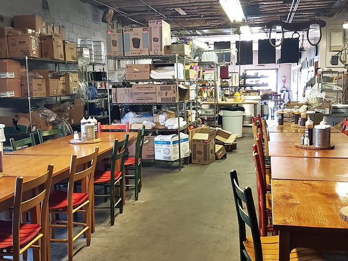 Where barbecue magic happens. The storage area doubles as extra seating—because when the food's this good, people will eat anywhere.