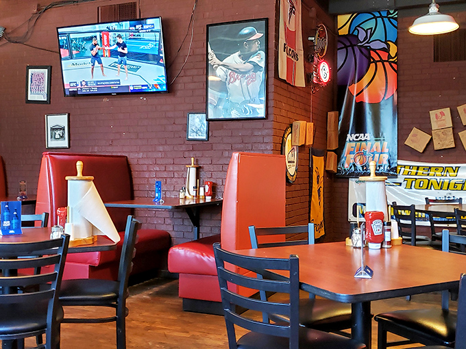 Red booths, sports on TV, and barbecue aromas – it's like someone built a restaurant around your happiest food memories.