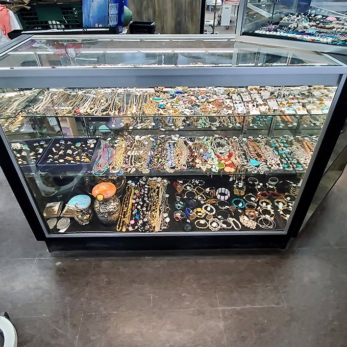 The jewelry counter – where someone's forgotten treasures become your new statement pieces at prices that won't require a second mortgage.