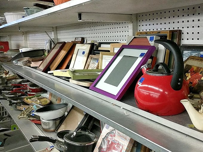 Picture frames and teakettles cohabitate in delightful disorder—the perfect spot to find that "something" your kitchen didn't know it needed.