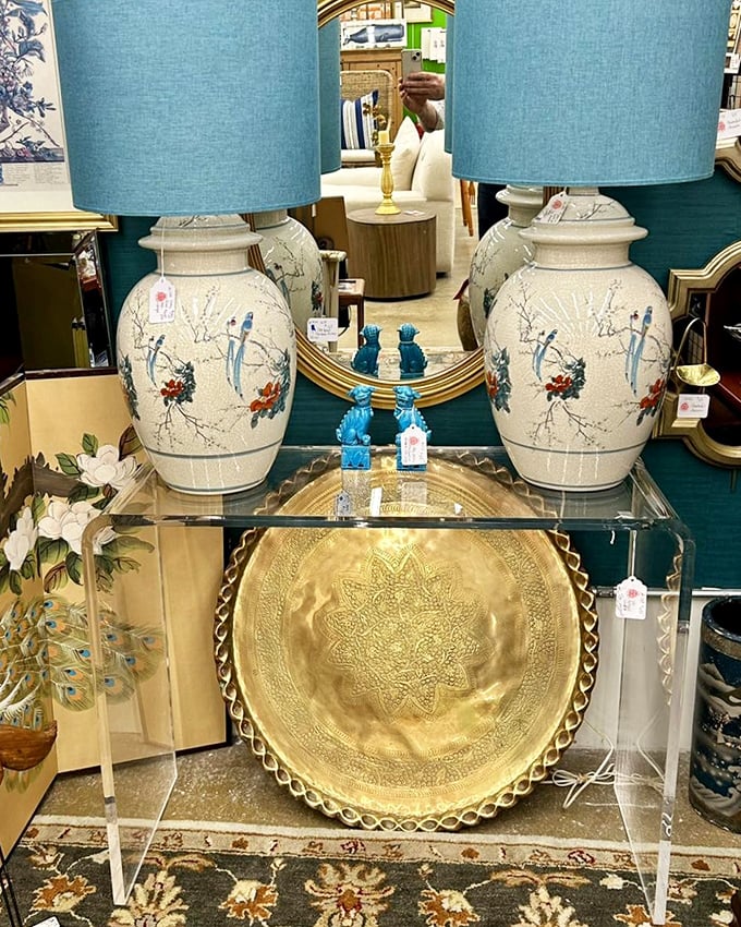 "Elegant ceramic lamps and decorative plates create an impromptu still life. Your living room called – it's feeling jealous."