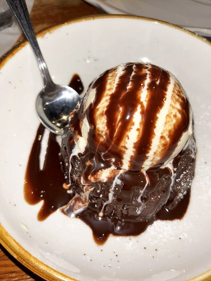 Chocolate lava cake with vanilla ice cream – where hot meets cold in a dessert drama more satisfying than any Netflix series.