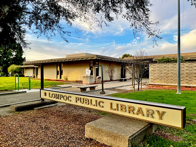 The Lompoc Public Library—where retirement reading lists come to life. Modern architecture houses timeless adventures waiting on the shelves.