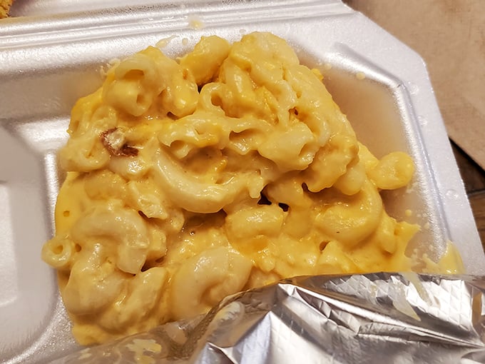 Mac and cheese that achieves dairy nirvana – creamy, cheesy, and absolutely worth every single calorie.