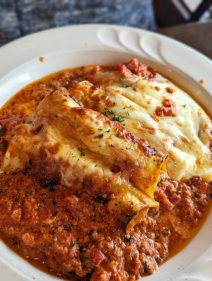 This lasagna isn't messing around. Layers of pasta, cheese, and sauce in perfect harmony—like The Beatles, if The Beatles were delicious Italian comfort food.