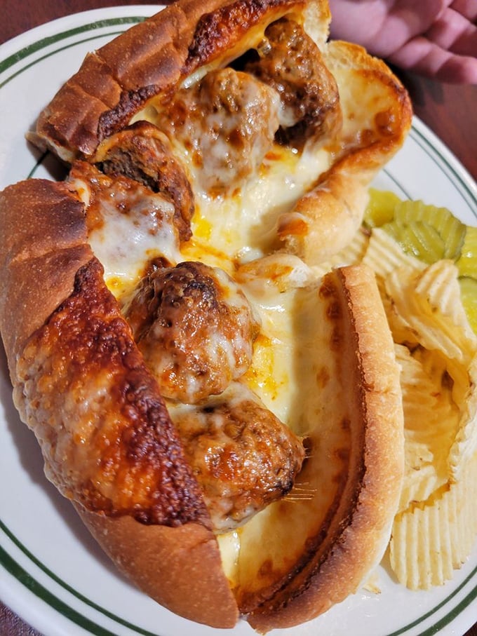 Not just a meatball sandwich—a meatball revelation. Cheese stretches like it's auditioning for Cirque du Soleil, while the sauce brings the necessary gravitas.