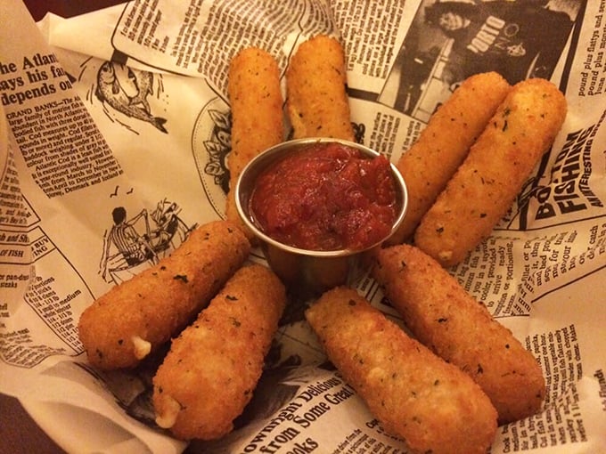 Mozzarella sticks that stretch their golden arms toward you, begging for a dip in that pool of marinara before their inevitable surrender.